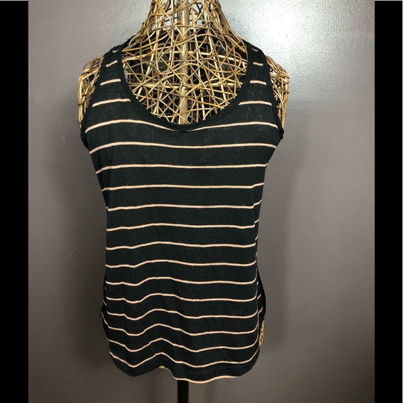 Double Zero | Tops | Double Zero Black And Brown Strip Tank Small ...